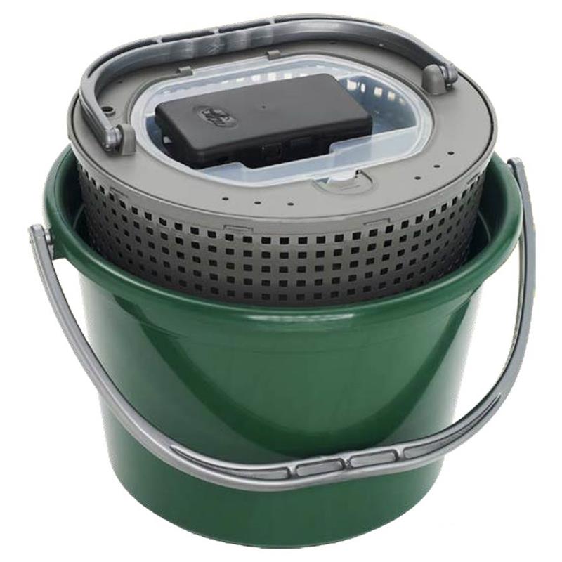 Livebait bucket plastilys 18l round green + livewell + aerator