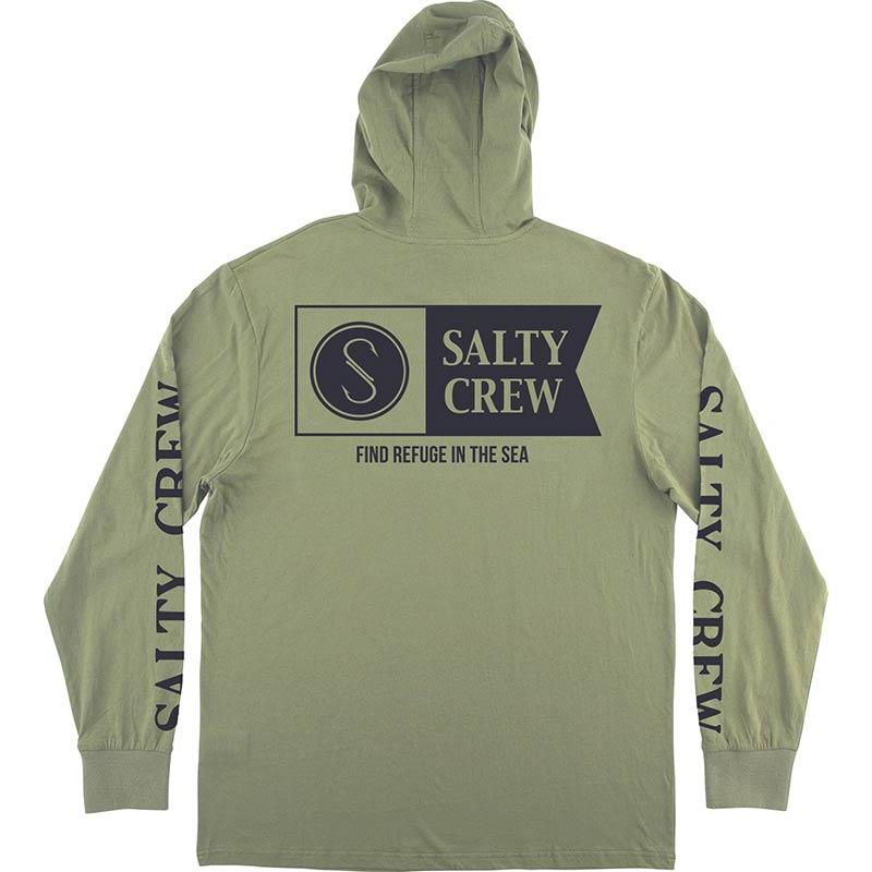 Sweat homme salty crew alpha refuge hood tech tee - vert