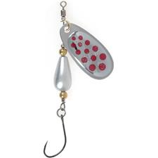 Spinning spoon single hook without loop - silver red dots evia dotty ...